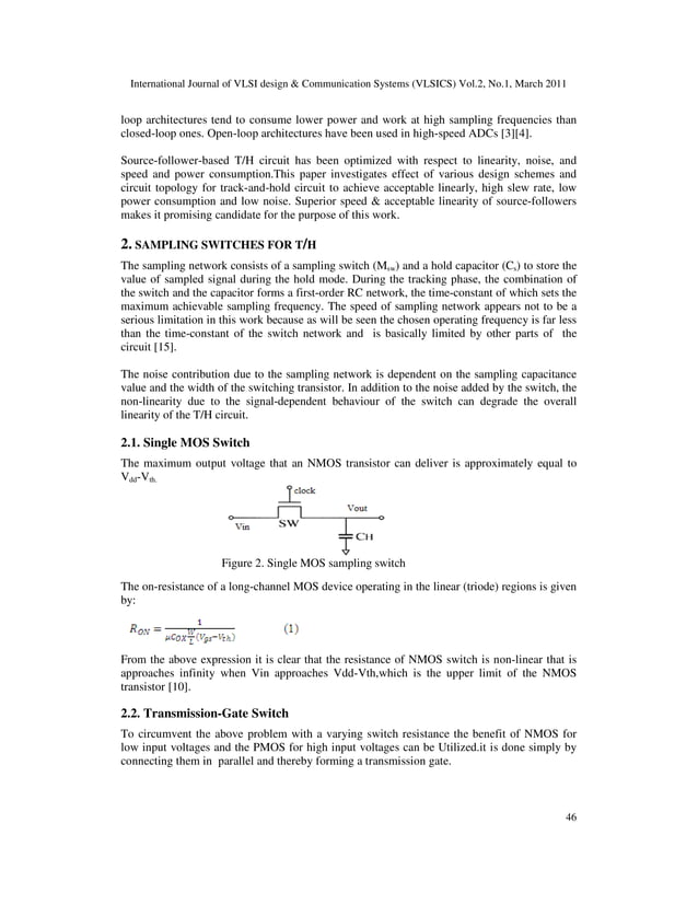 OPTIMIZATION TECHNIQUES FOR SOURCE FOLLOWER BASED TRACK-AND-HOLD CIRCUIT FOR HIGH SPEED WIRELESS ...