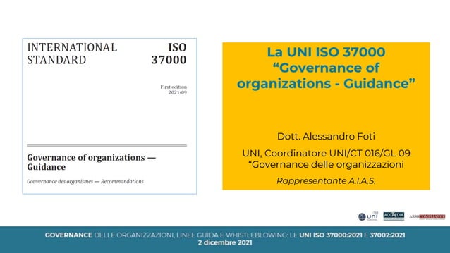 La UNI ISO 37000 “Governance of organizations Guidance" | PPT