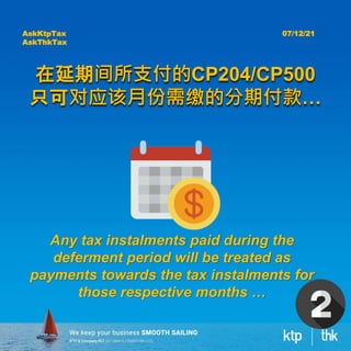 Deferment of CP204 CP500 Payment Budget 2022 | PPTX