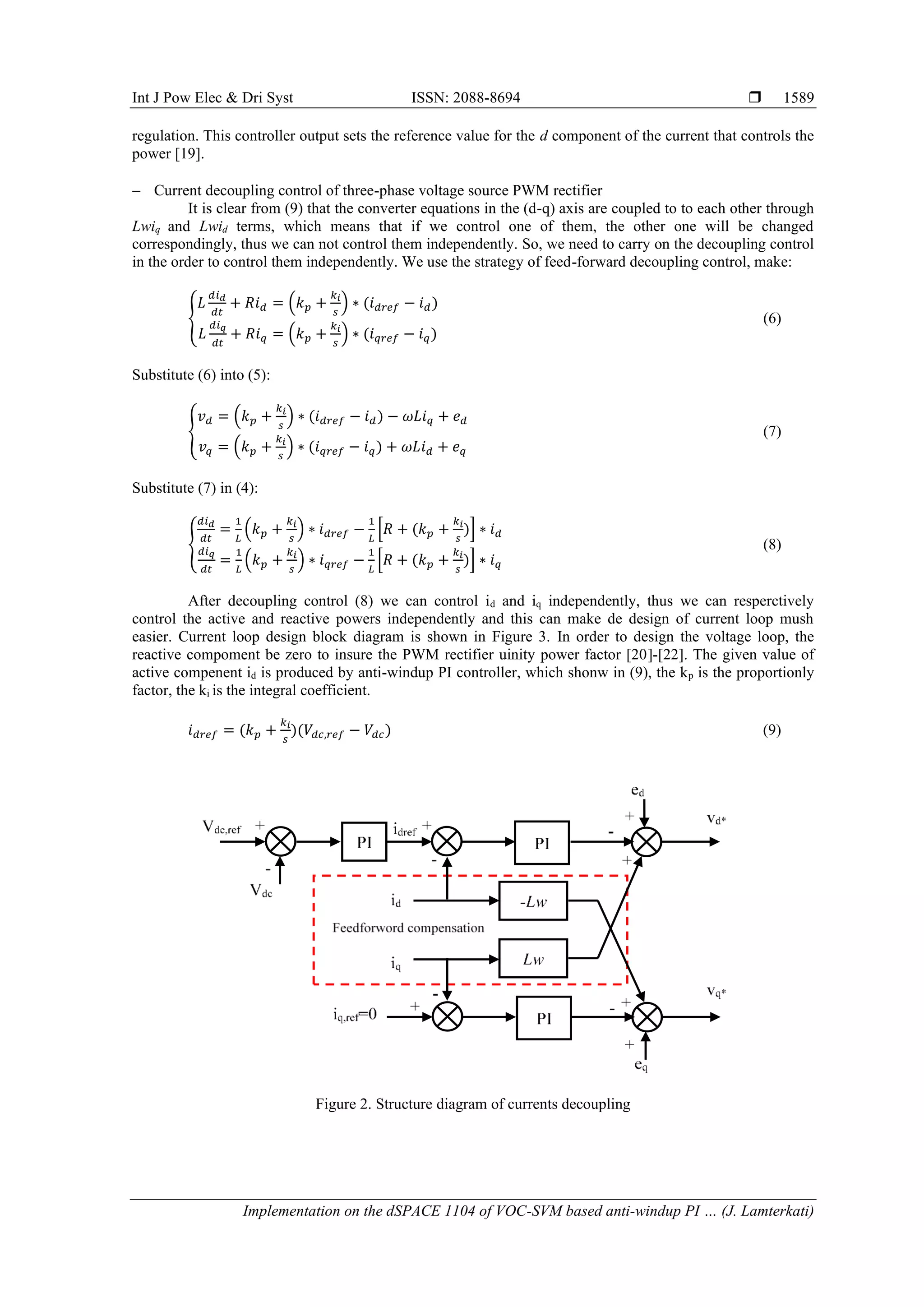 Implementation on the dSPACE 1104 of VOC-SVM based anti-windup PI ...