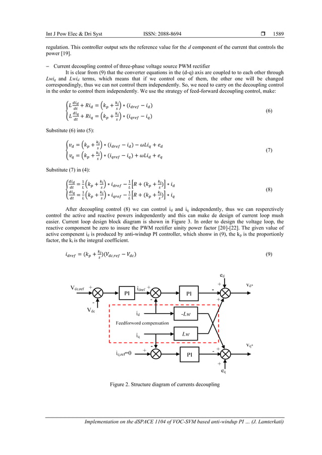 Implementation on the dSPACE 1104 of VOC-SVM based anti-windup PI Controller of a three-phase ...