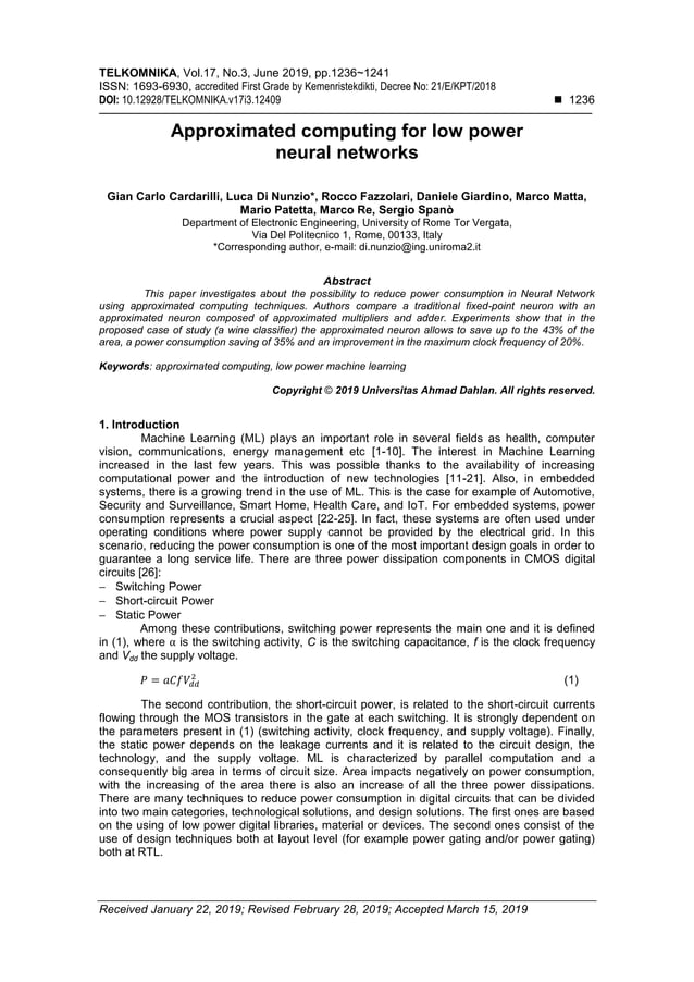 Approximated computing for low power neural networks | PDF