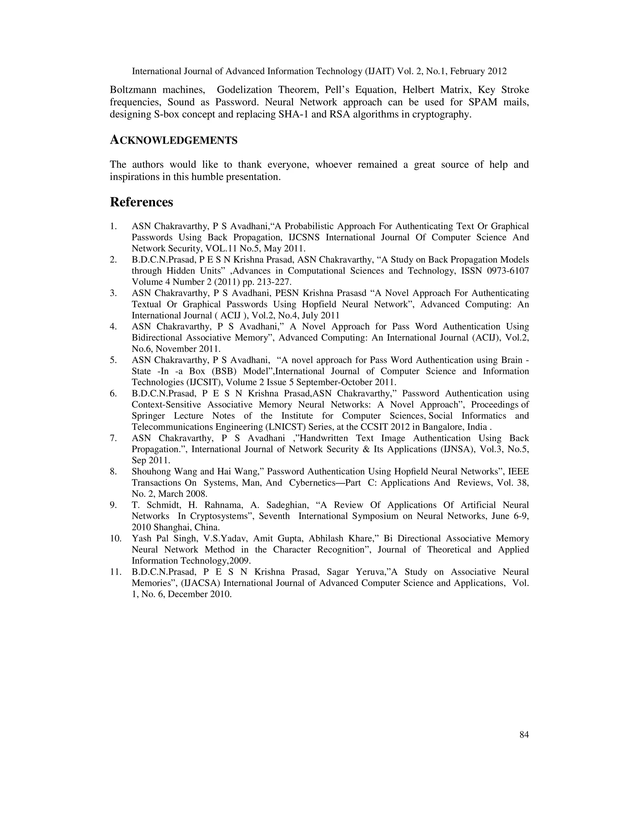 Performance Evaluation Of Password Authentication Using Associative Neural Memory Models Pdf