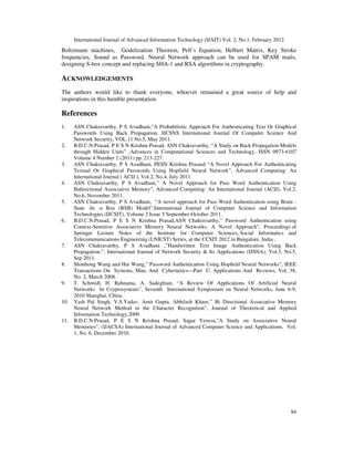 Performance Evaluation of Password Authentication using Associative Neural Memory Models | PDF