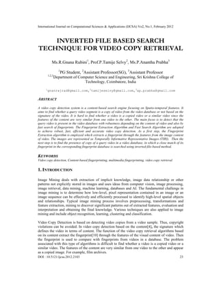 Inverted File Based Search Technique for Video Copy Retrieval | PDF