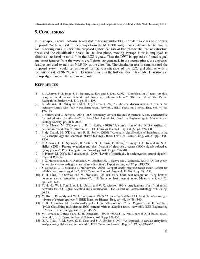 CLASSIFICATION OF ECG ARRHYTHMIAS USING /DISCRETE WAVELET TRANSFORM AND NEURAL NETWORKS | PDF ...