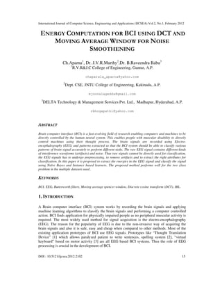 ENERGY COMPUTATION FOR BCI USING DCT AND MOVING AVERAGE WINDOW FOR NOISE SMOOTHENING | PDF