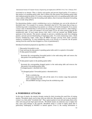 Black-Hole and Wormhole Attack in Routing Protocol AODV in MANET | PDF