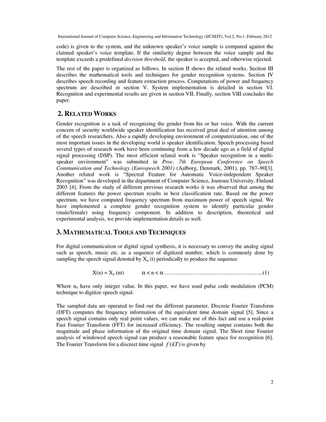 GENDER RECOGNITION SYSTEM USING SPEECH SIGNAL | PDF