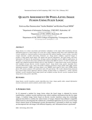 QUALITY ASSESSMENT OF PIXEL-LEVEL IMAGE FUSION USING FUZZY LOGIC | PDF