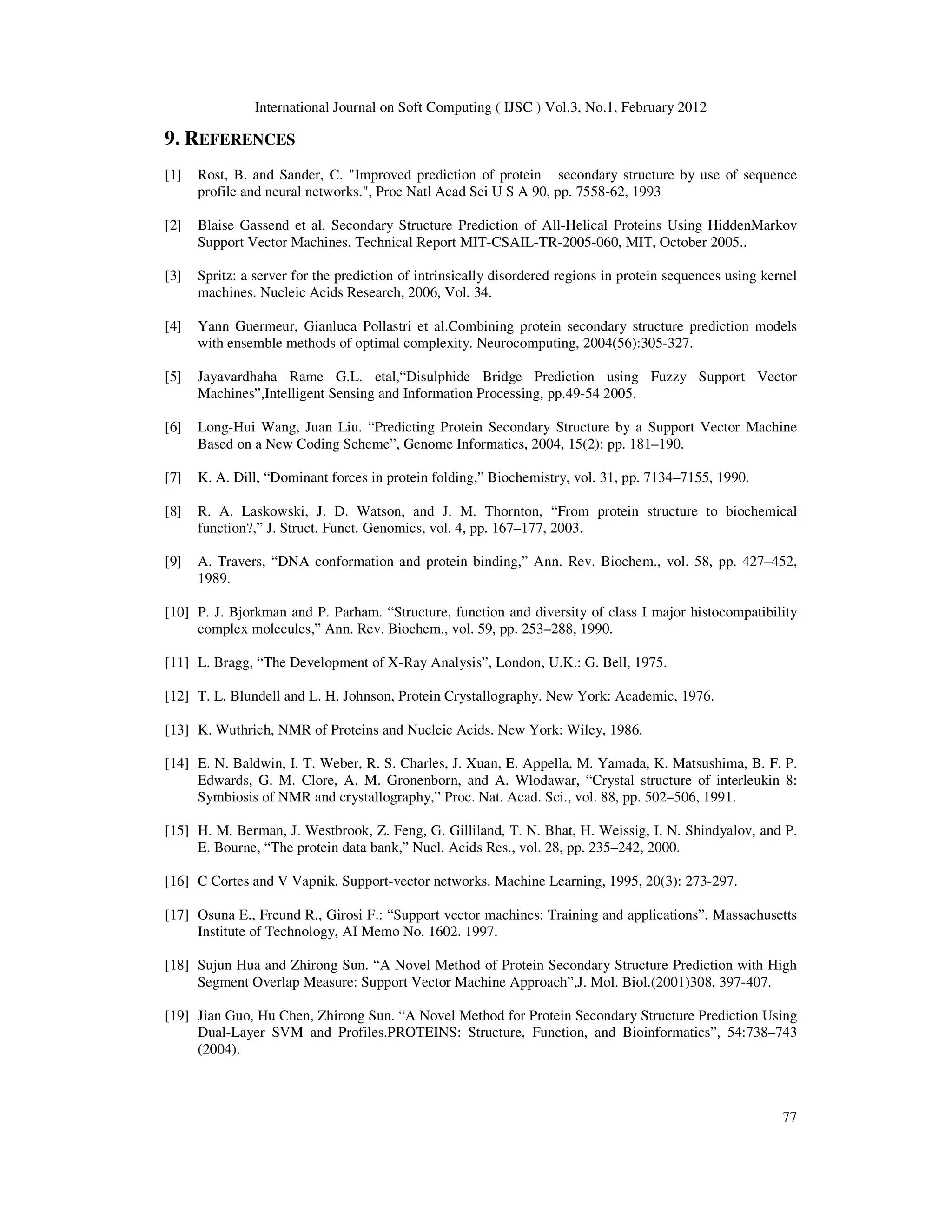 PROTEIN STRUCTURE PREDICTION USING SUPPORT VECTOR MACHINE | PDF | Chemistry | Science