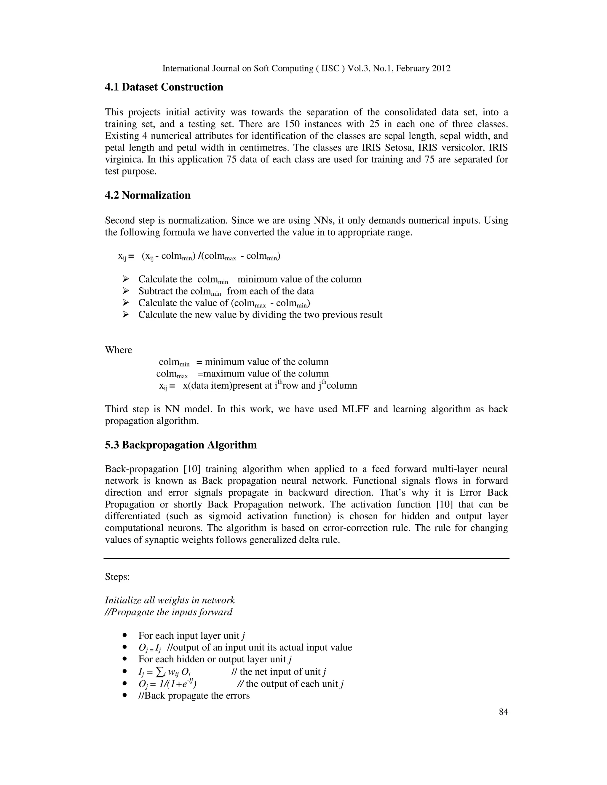 AN APPROACH FOR IRIS PLANT CLASSIFICATION USING NEURAL NETWORK | PDF