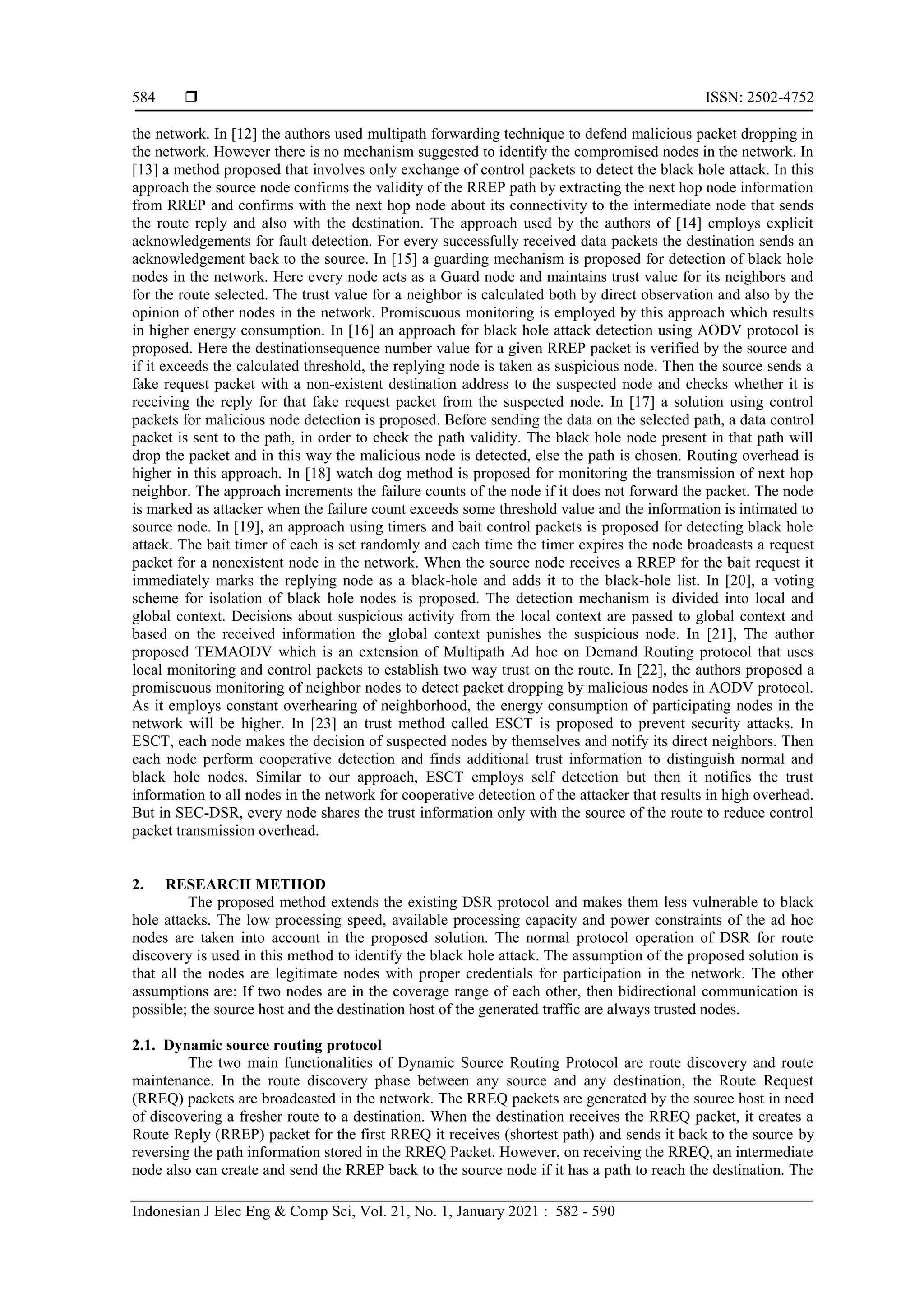 Secure Dynamic Source Routing Protocol For Defending Black Hole Attacks In Mobile Ad Hoc