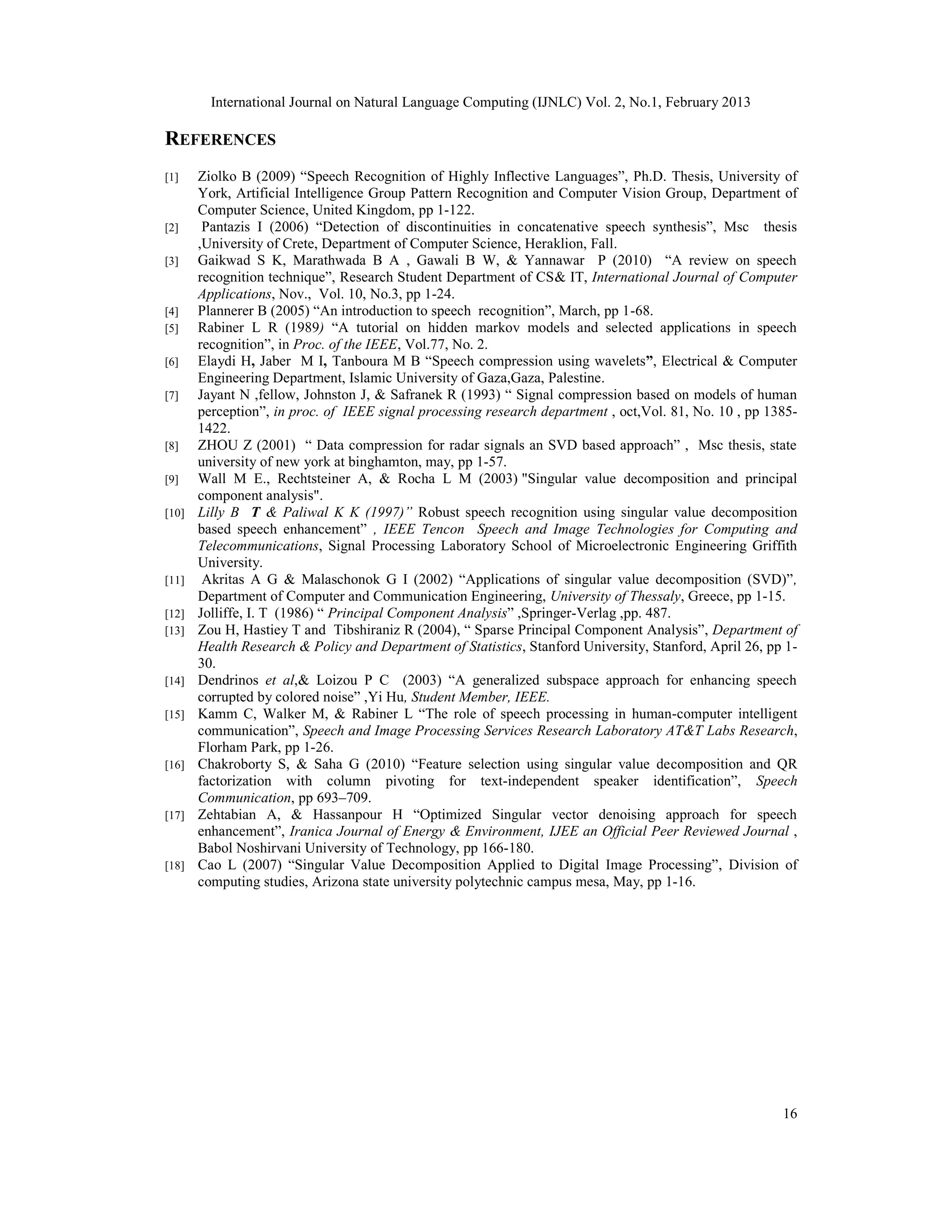 Effect of Singular Value Decomposition Based Processing on Speech ...