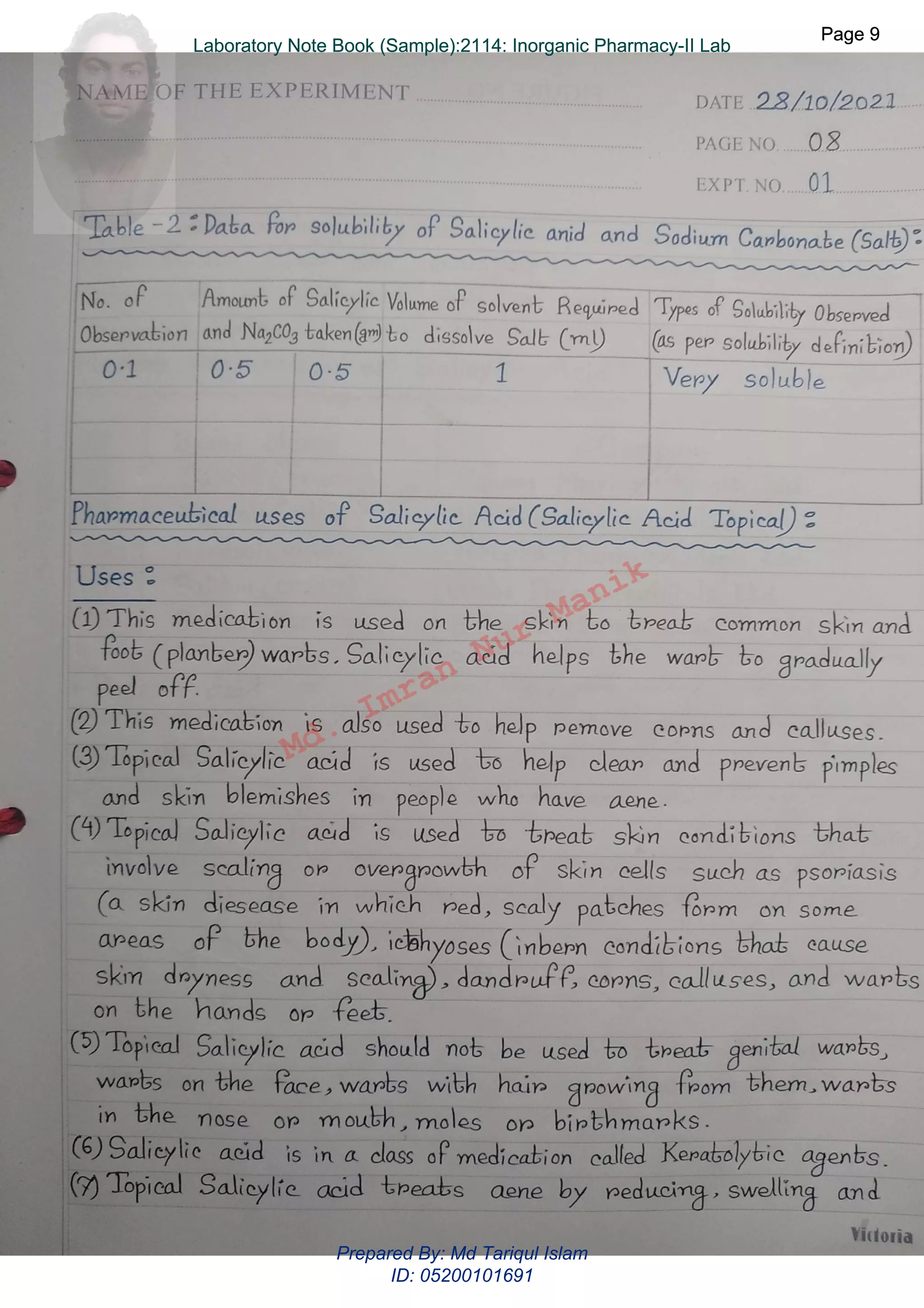 2114:Laboratory Note Book (Sample),manik | PDF