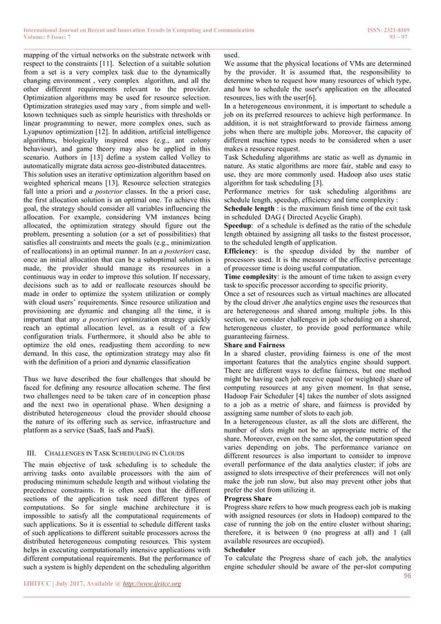 Challenges in Dynamic Resource Allocation and Task Scheduling in Heterogeneous Clouds | PDF