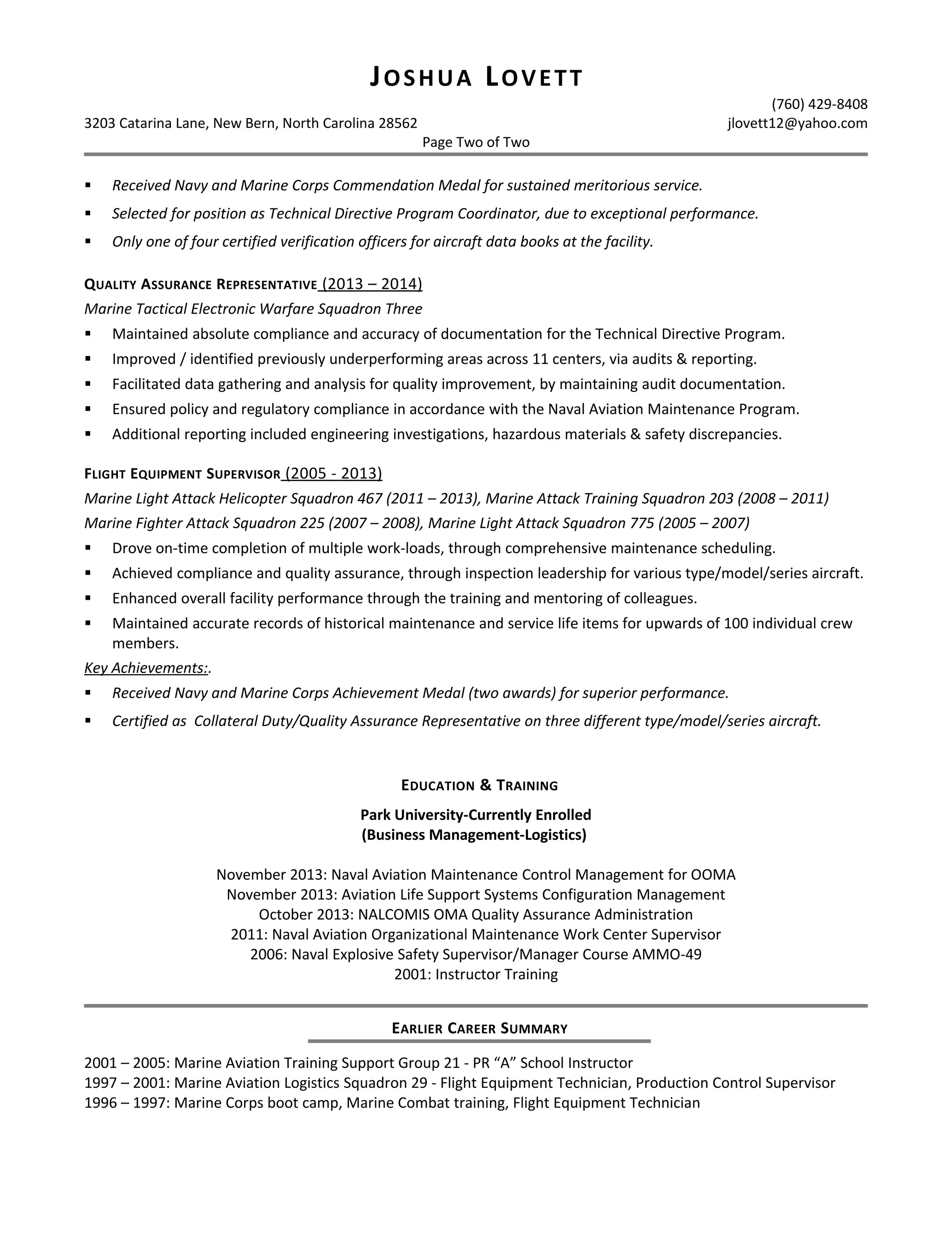 Joshua Lovett Resume | DOC