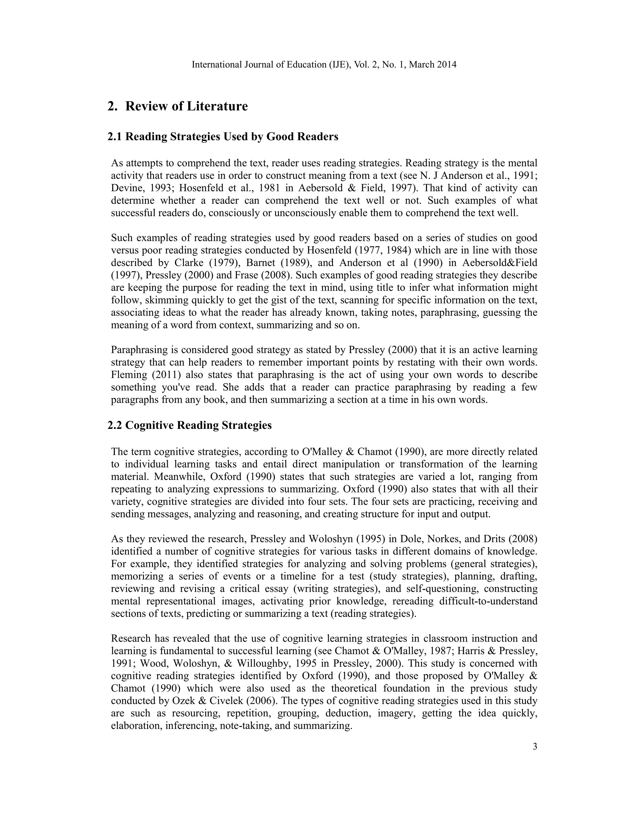 The Use of Cognitive Reading Strategies to Enhance EFL Students ...