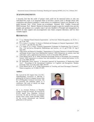 Fragmentation of Handwritten Touching Characters in Devanagari Script | PDF