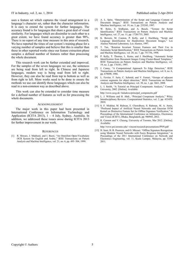 Dimensionality Reduction And Feature Selection Methods For Script Identification On Document