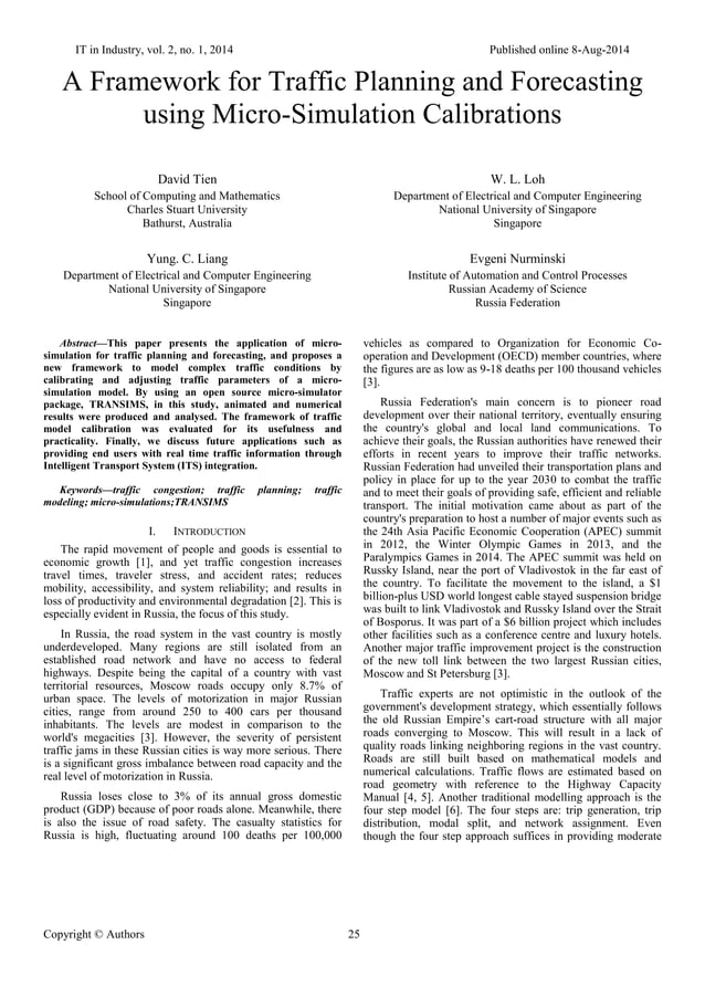 A Framework For Traffic Planning And Forecasting Using Micro Simulation