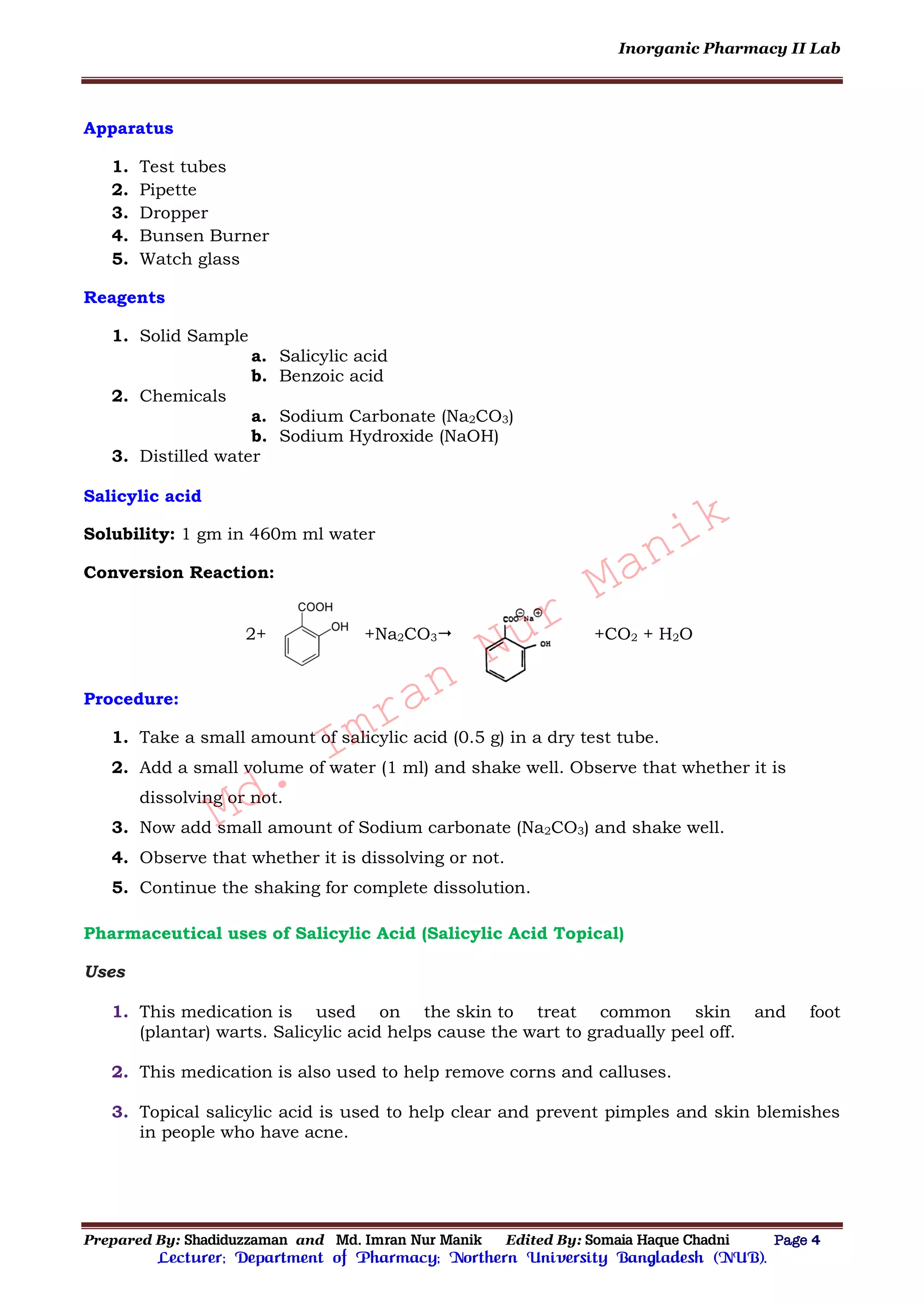Qualitative analysis of salts lab manual MANIK | PDF