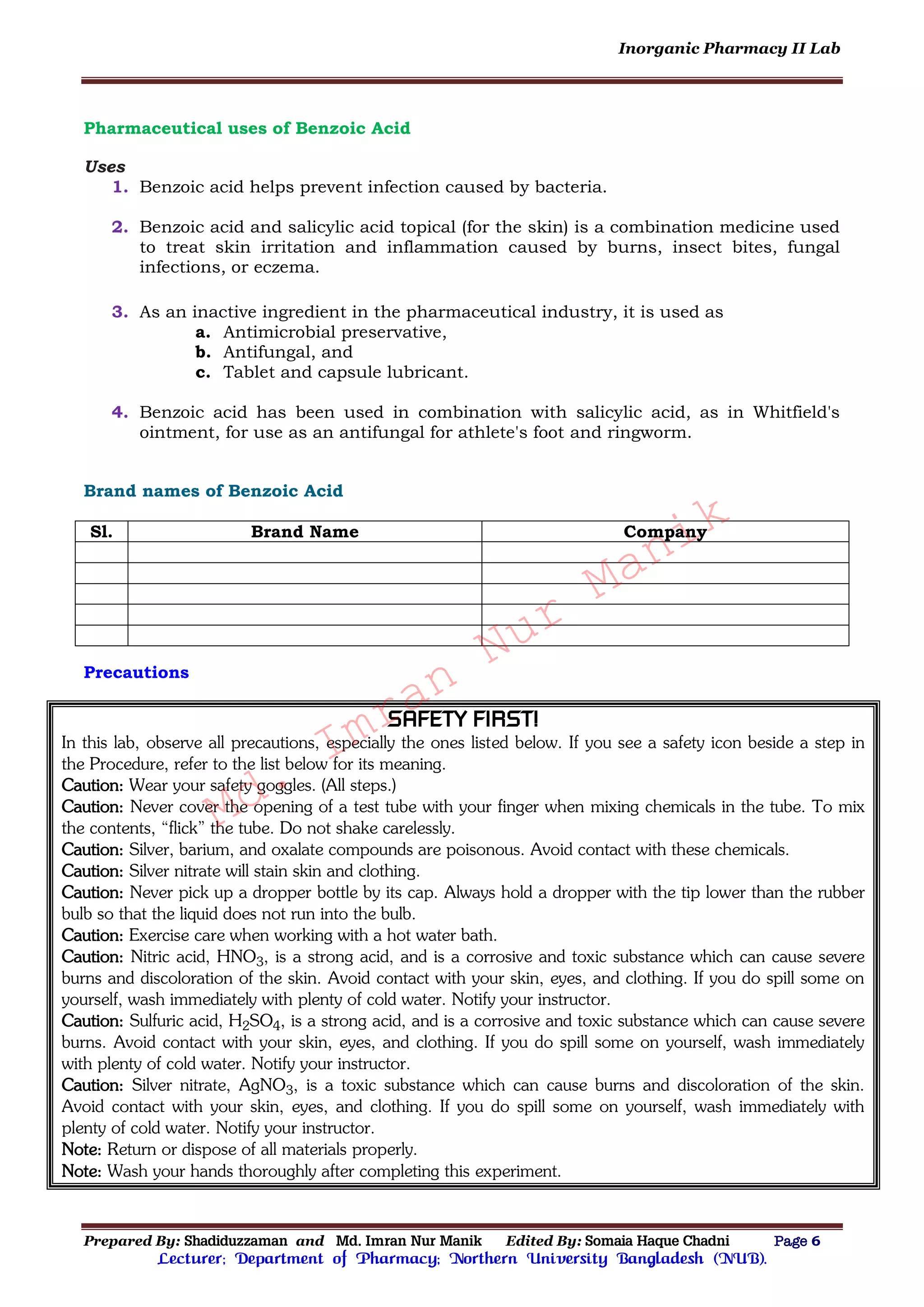 Qualitative analysis of salts lab manual MANIK | PDF