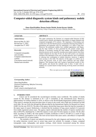 Computer-aided diagnostic system kinds and pulmonary nodule detection efficacy | PDF