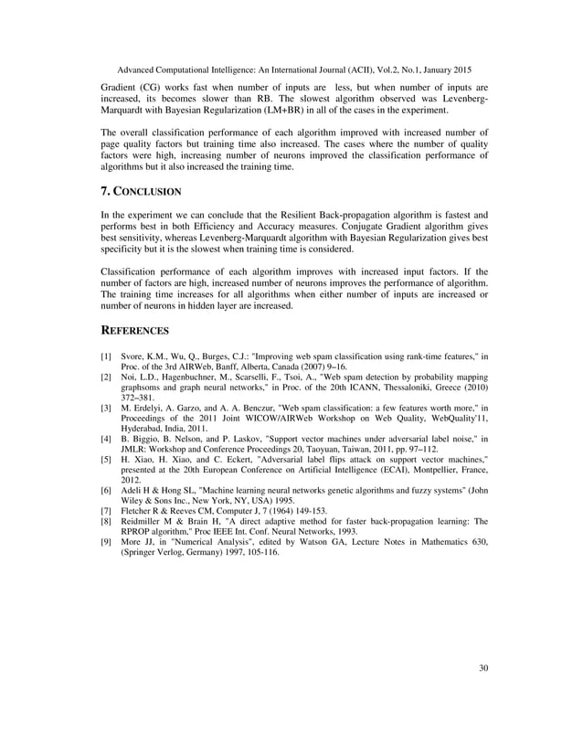 Web Spam Classification Using Supervised Artificial Neural Network Algorithms | PDF