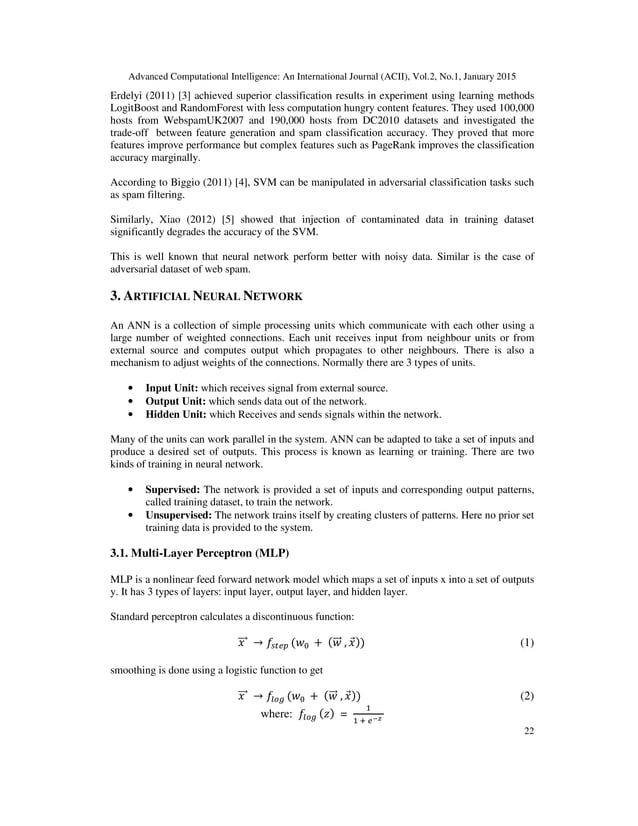 Web Spam Classification Using Supervised Artificial Neural Network Algorithms Pdf