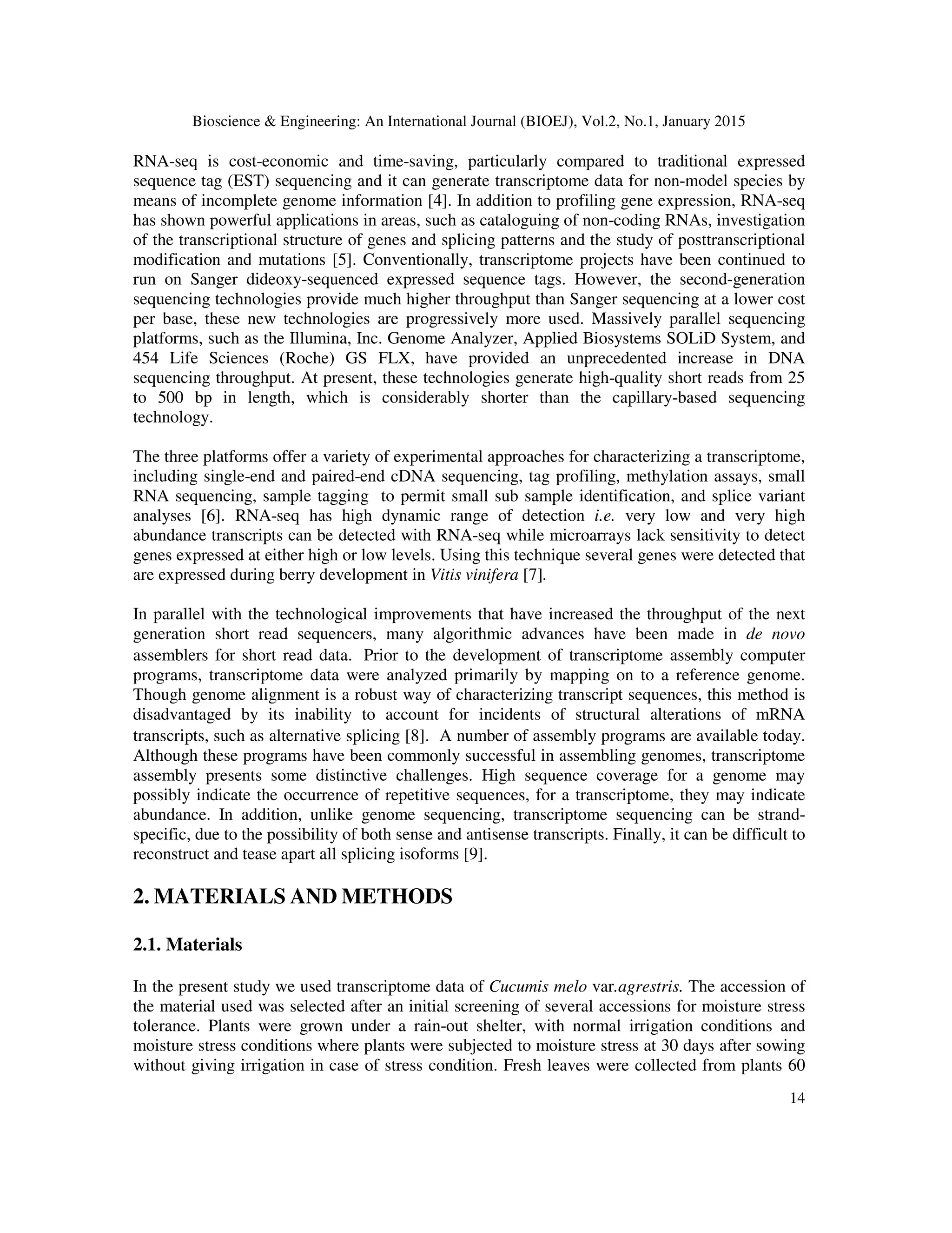 DE NOVO TRANSCRIPTOME ASSEMBLY OF SOLID SEQUENCING DATA IN CUCUMIS MELO | PDF