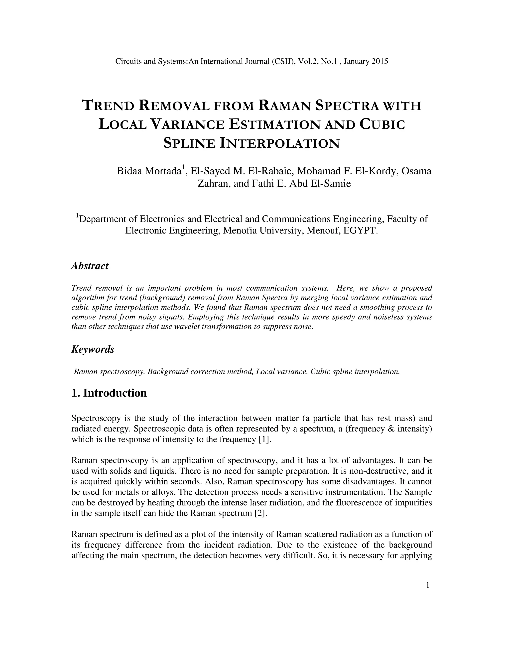 TREND REMOVAL FROM RAMAN SPECTRA WITH LOCAL VARIANCE ESTIMATION AND CUBIC SPLINE INTERPOLATION ...