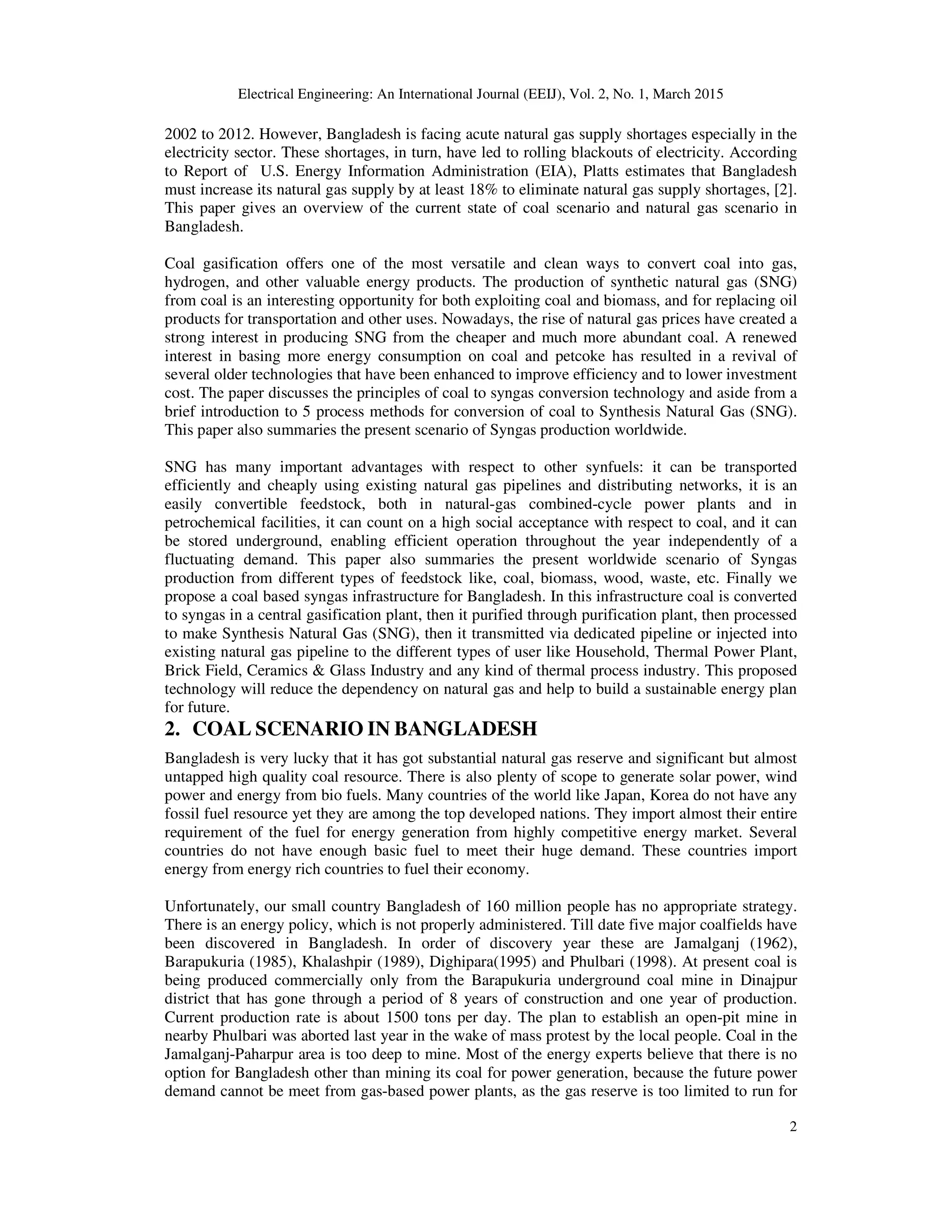 COAL SYNTHESIS GAS : A SUBSTITUTION OF NATURAL GAS IN BANGLADESH | PDF