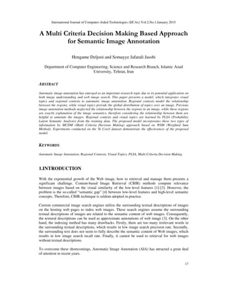 A Multi Criteria Decision Making Based Approach for Semantic Image Annotation | PDF
