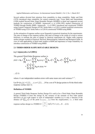 CUBIC RESPONSE SURFACE DESIGNS USING BIBD IN FOUR DIMENSIONS | PDF