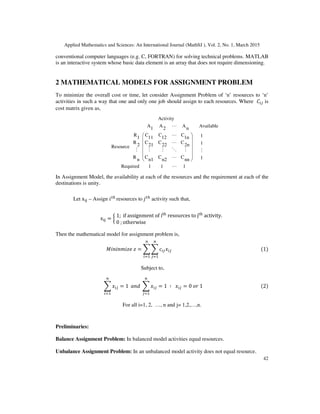 An Application of Assignment Problem in Laptop Selection Problem Using MATLAB | PDF