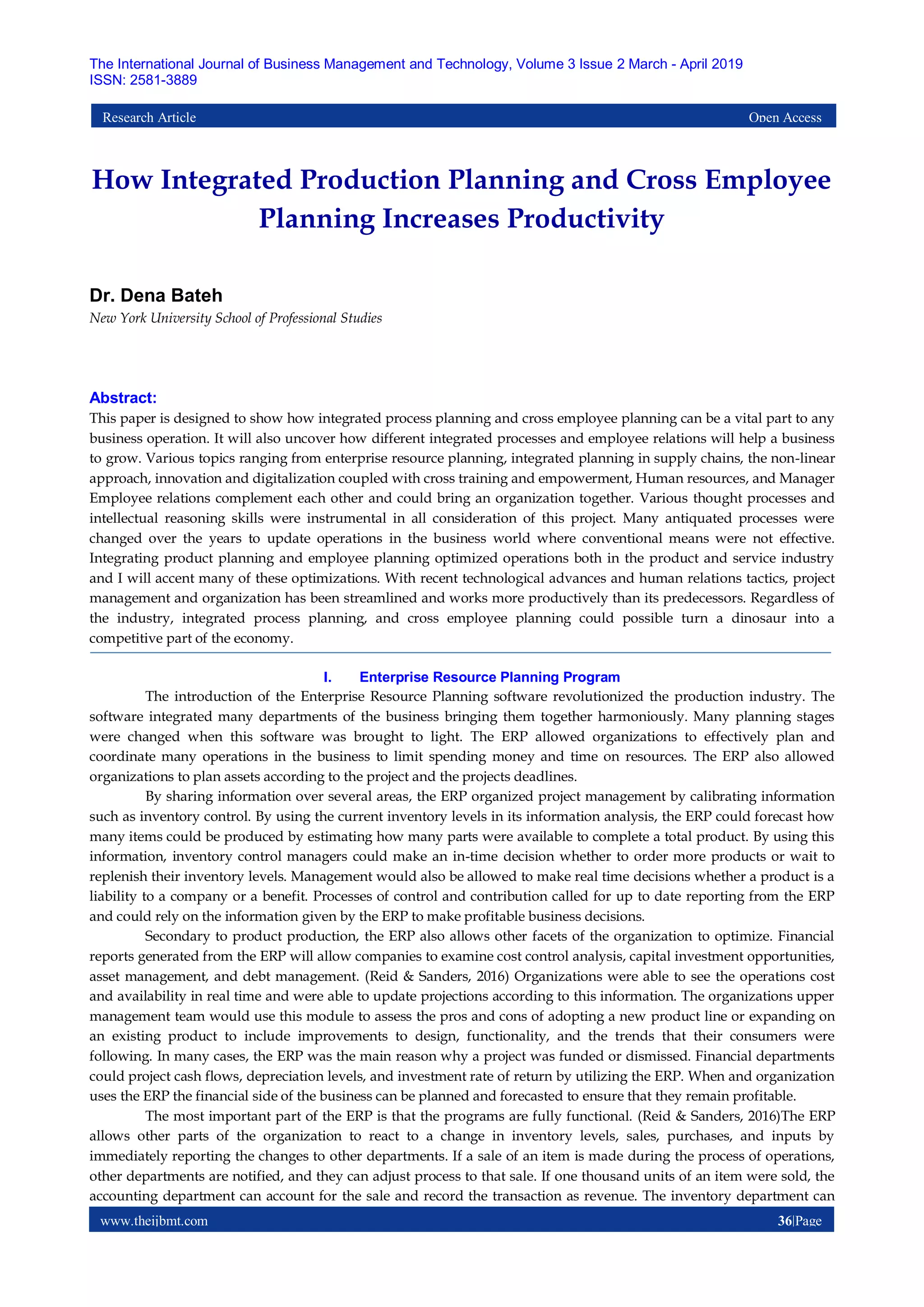 How Integrated Production Planning and Cross Employee Planning ...