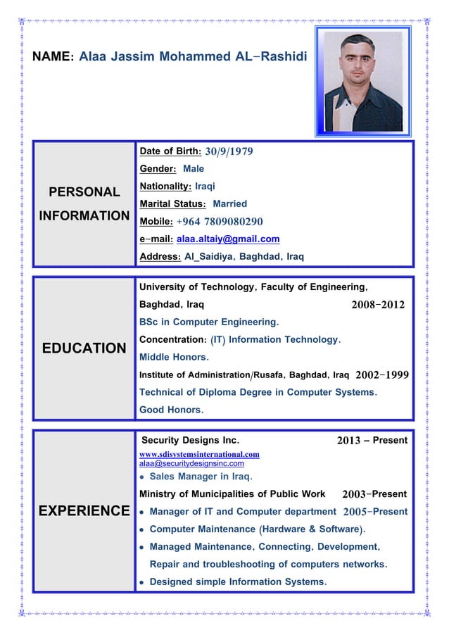 cv Alaa Jassim Mohammed AL-Rashidi | PDF