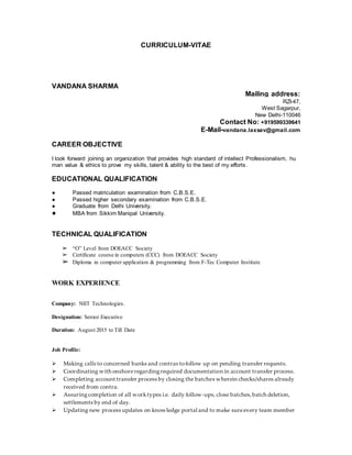 VANDANACV.doc | Business | Business and Finance