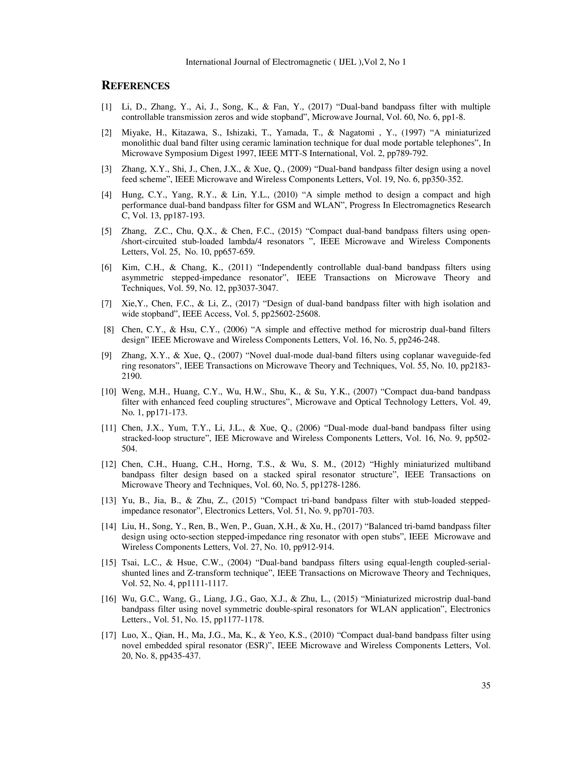 COMPACT DUAL-BAND BANDPASS FILTER BASED ON STUB-LOADED RECTANGULAR LOOP ...