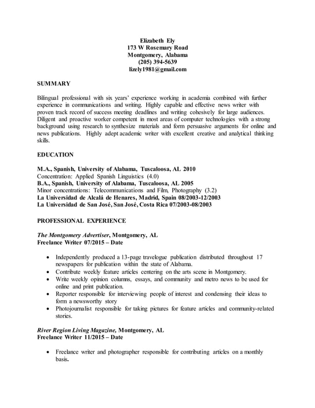 Liz Ely Resume | PDF