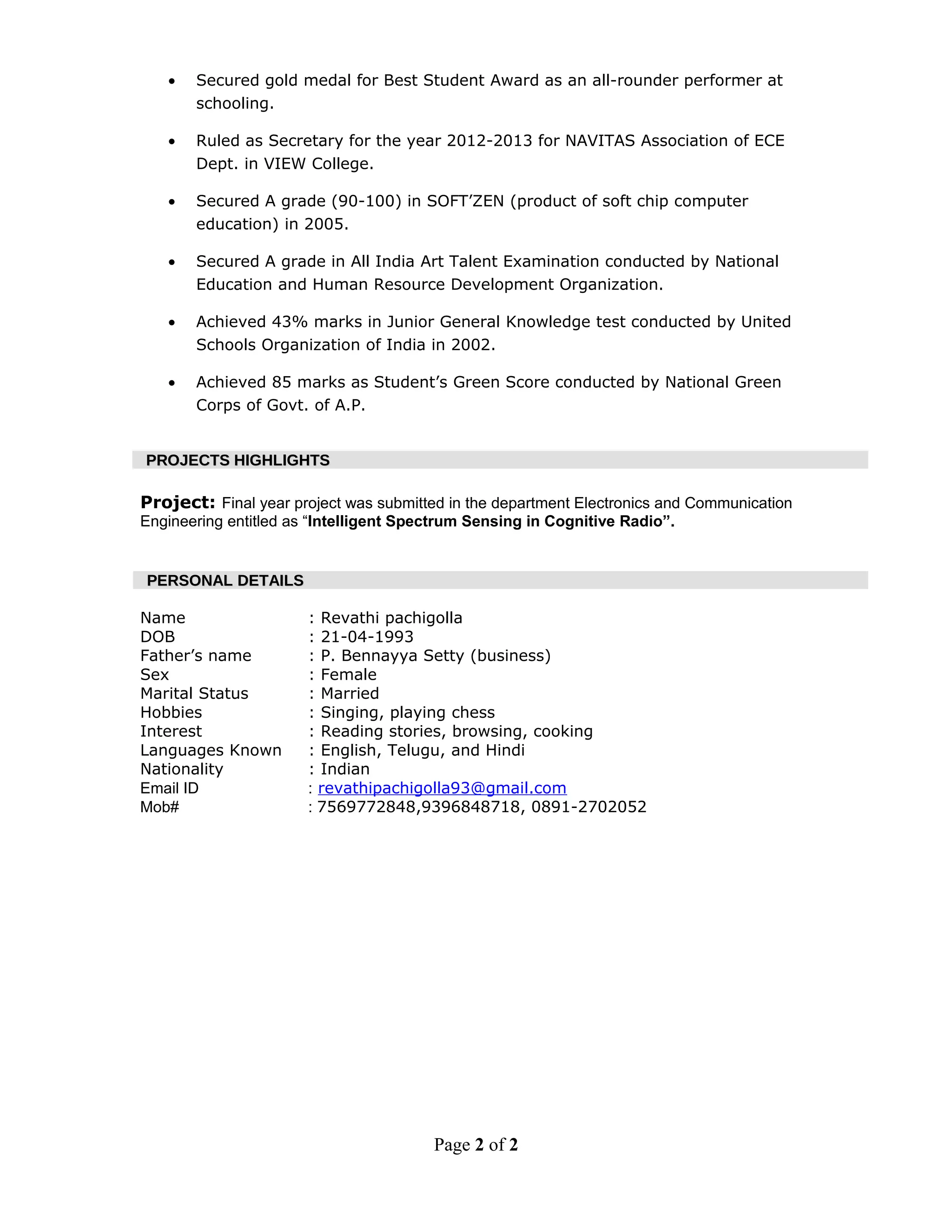 revathi Resume new (1) | DOC