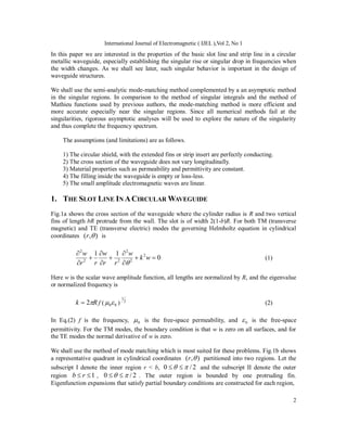SINGULAR RISE AND SINGULAR DROP OF CUTOFF FREQUENCIES IN SLOT LINE AND STRIP LINE WAVEGUIDES | PDF