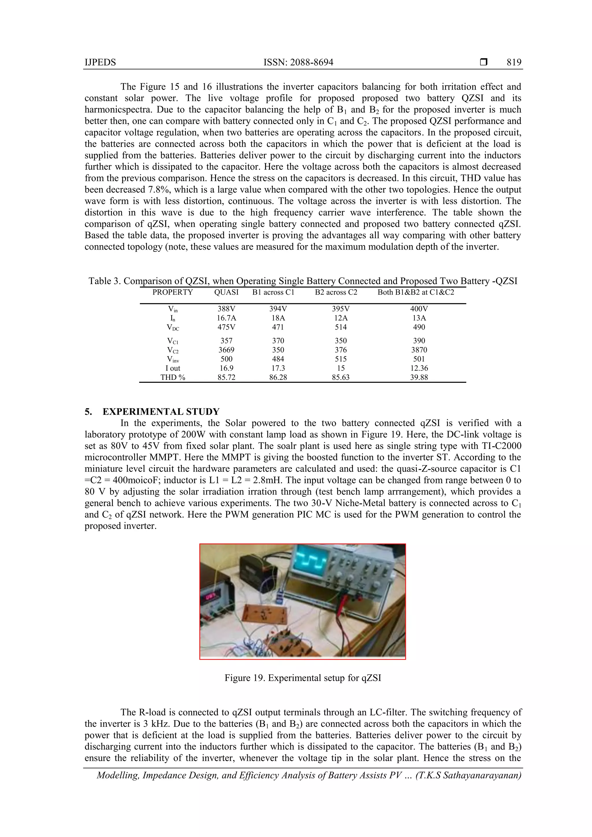 Modelling Impedance Design And Efficiency Analysis Of Battery Assists Pv Tied Quasi Z Source