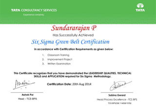 Six Sigma GB Certification | PDF