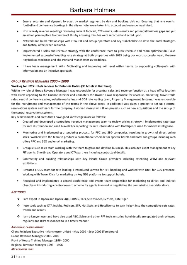 Barbara Holmes CV Cluster Revenue June 2016 | DOC