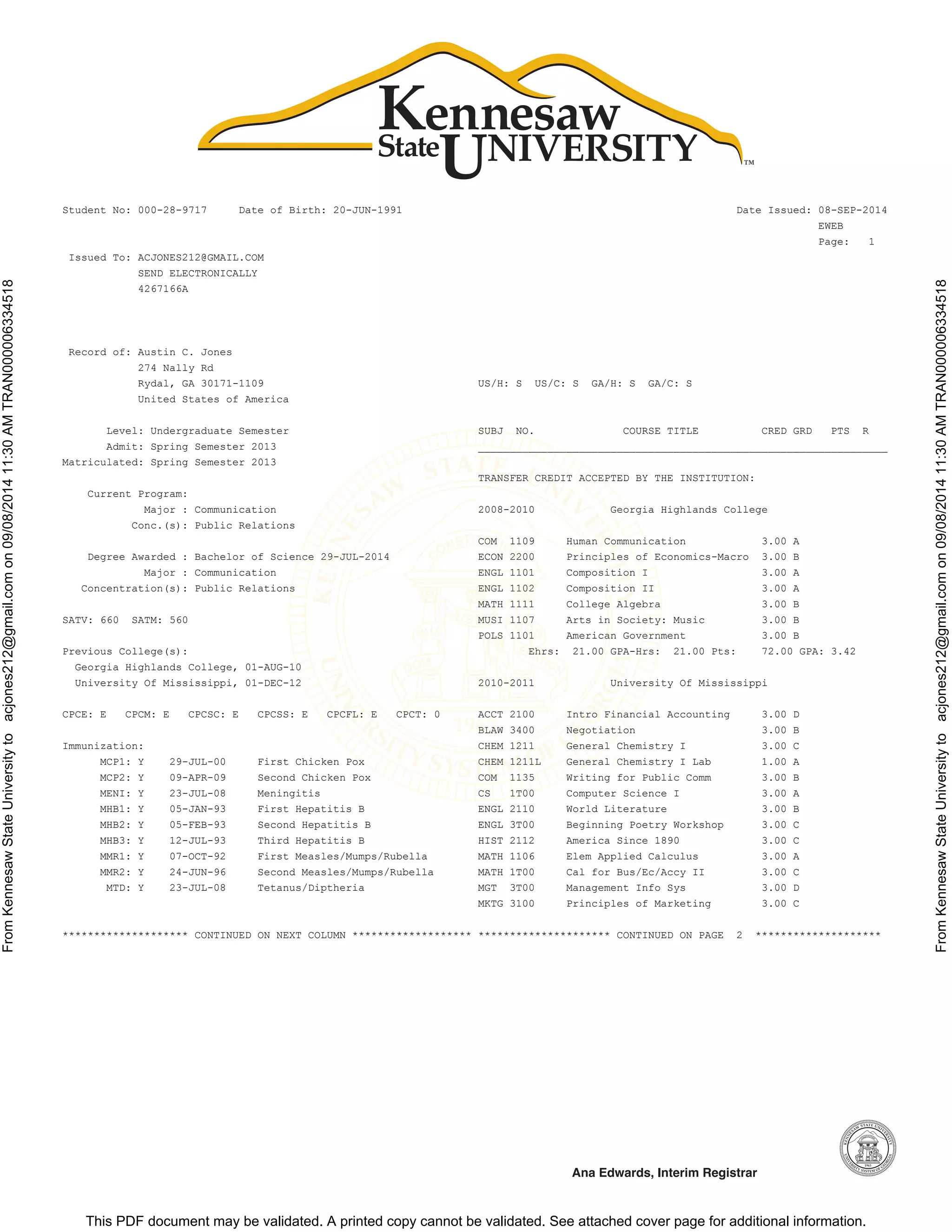 completed-transcript-6334518 | PDF | Undergraduate Education | College Education