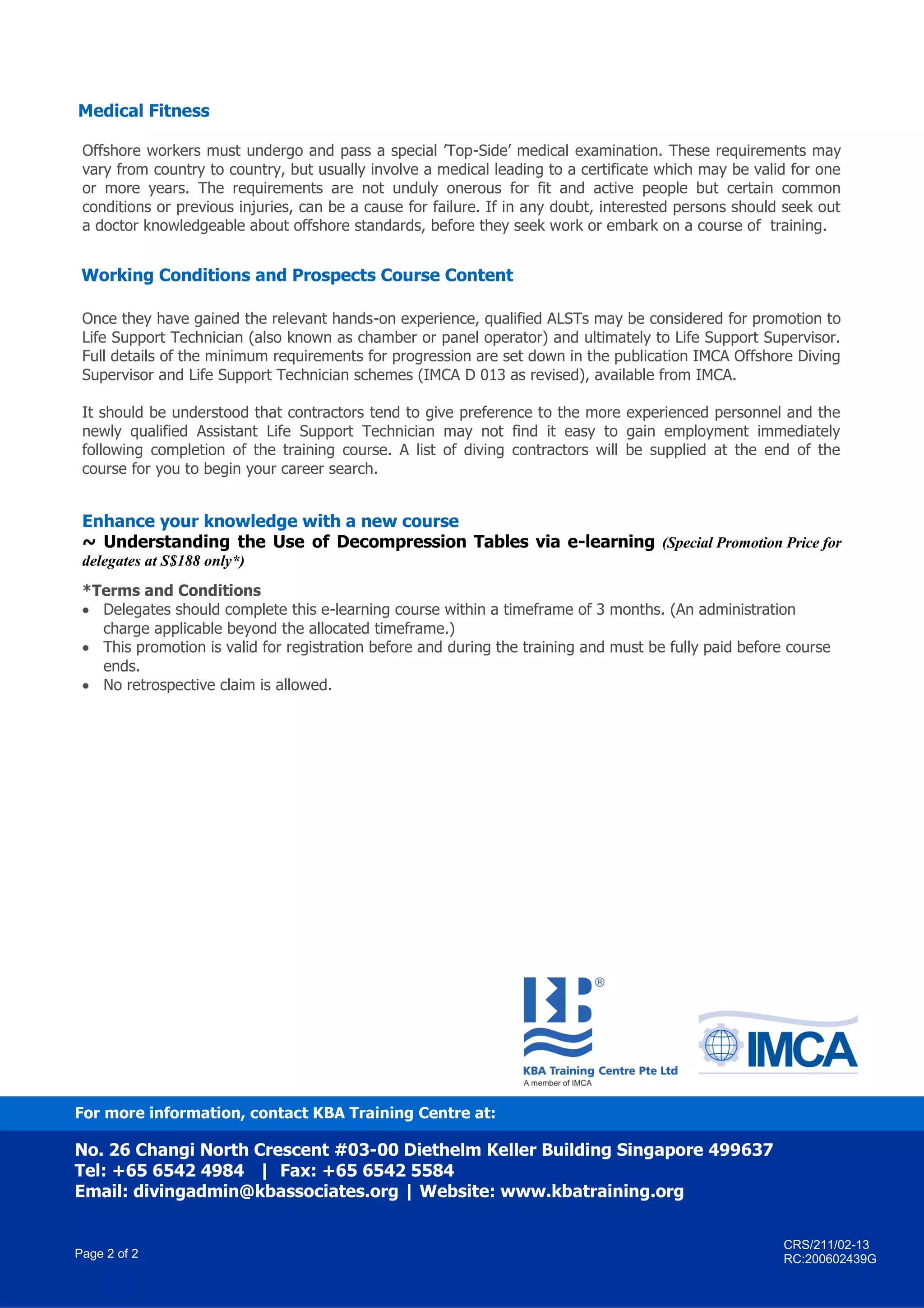 Assistant Life Support Technician Course Information | PDF