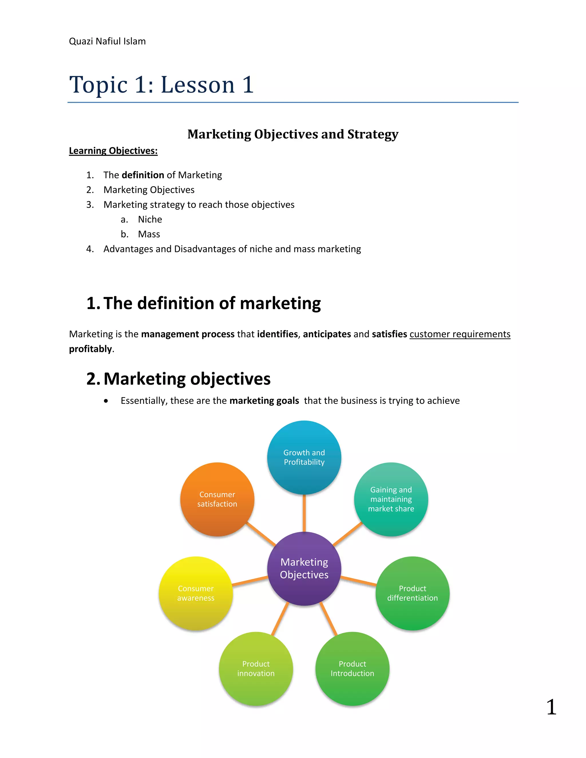 2 1 1_marketing objectives and strategy | PDF