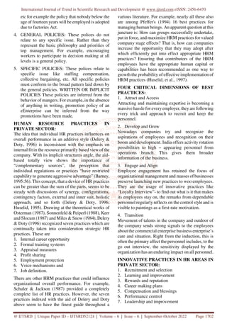 Perspective Frame Work of Human Resource Practices and Policies in Private Sector | PDF